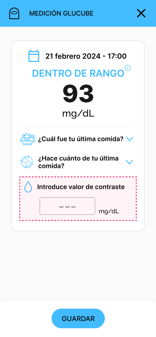 Calibrar el sistema GLUCUBE
